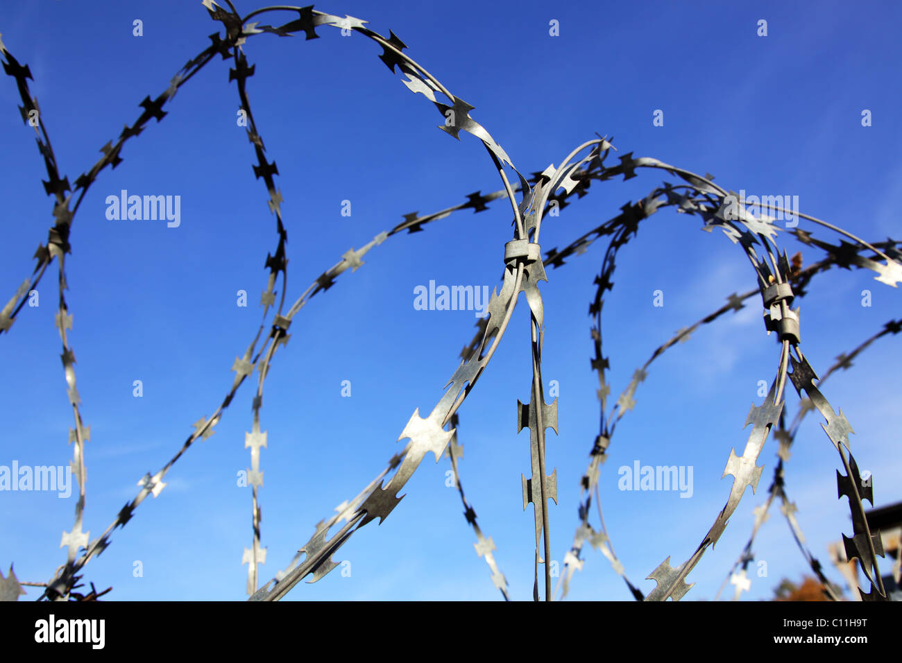 Barbed wire spiral fence hi-res stock photography and images - Alamy