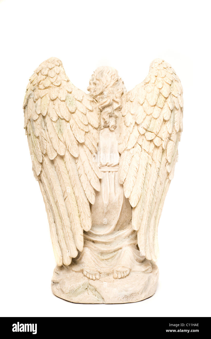 angel statue, isolated, back view Stock Photo - Alamy