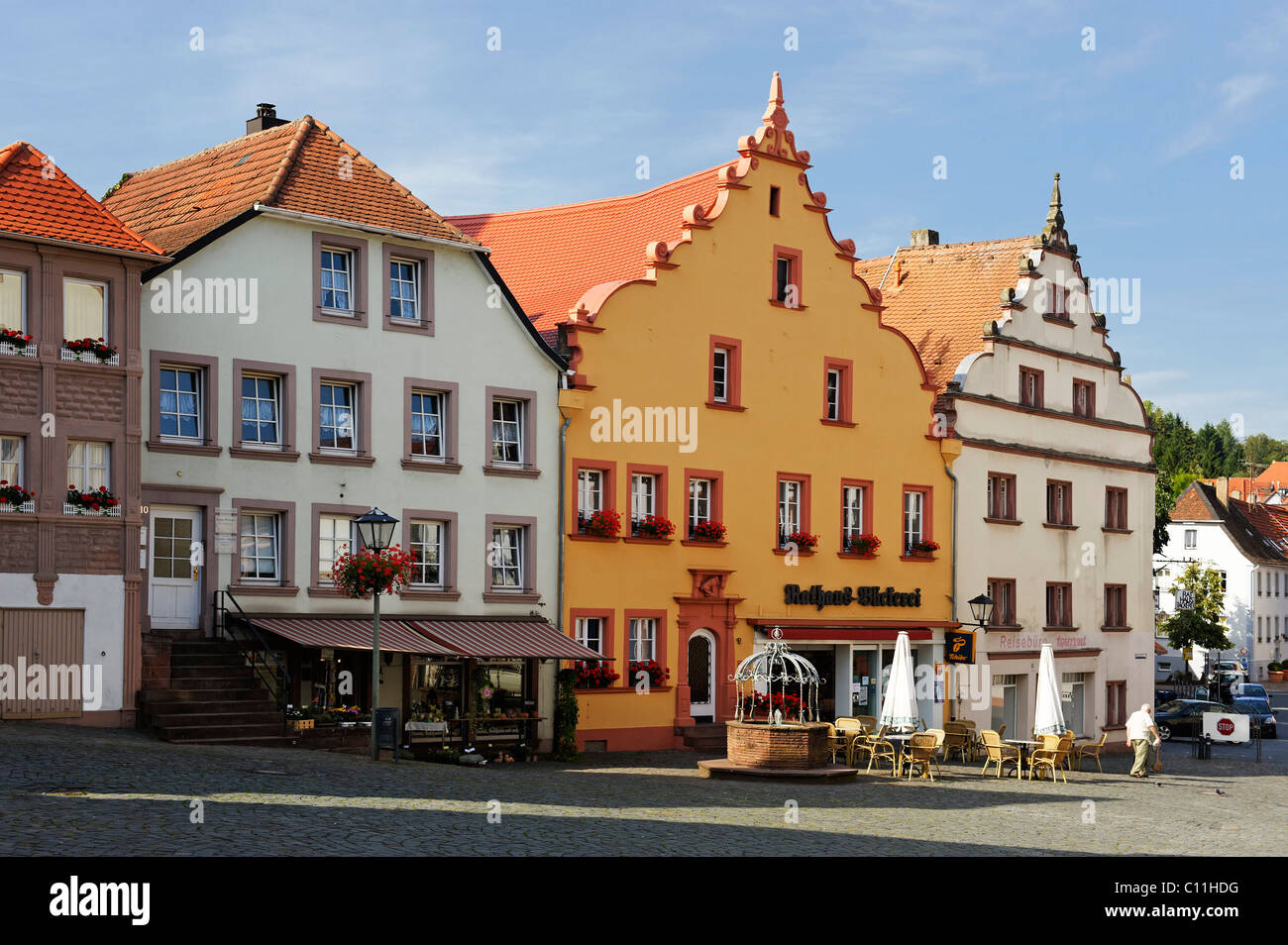Rathausplatz, town hall square, Ottweiler, Saarland, Germany, Europe ...