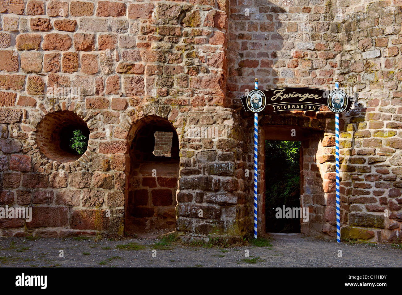 Dungeon at the old town wall, now a restaurant, Ottweiler, Saarland ...