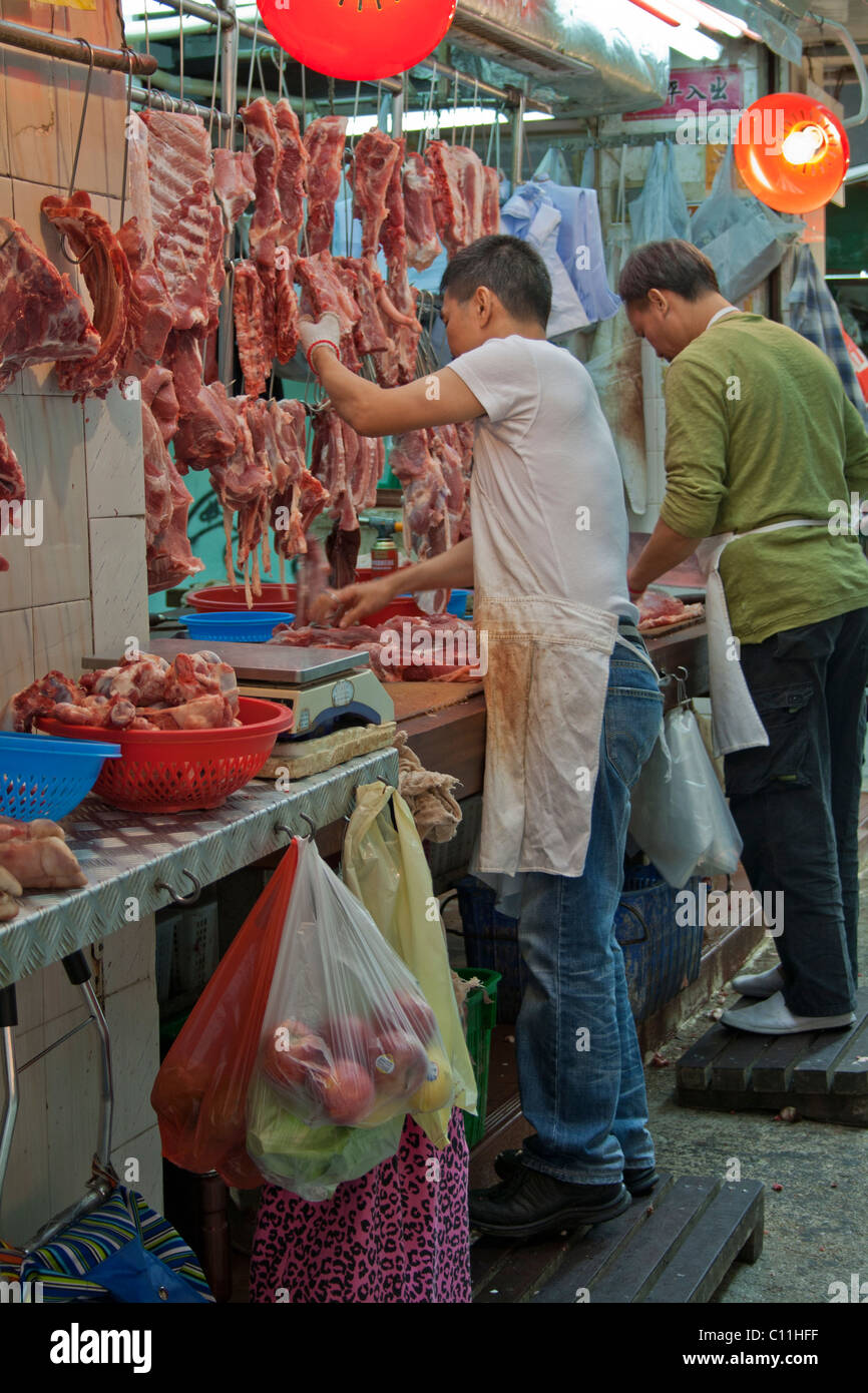 Hong Kong Meat Stall Stock Photo - Alamy