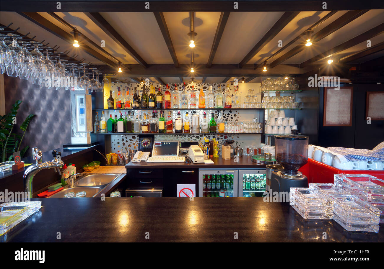 View of the bar in a pub Stock Photo - Alamy