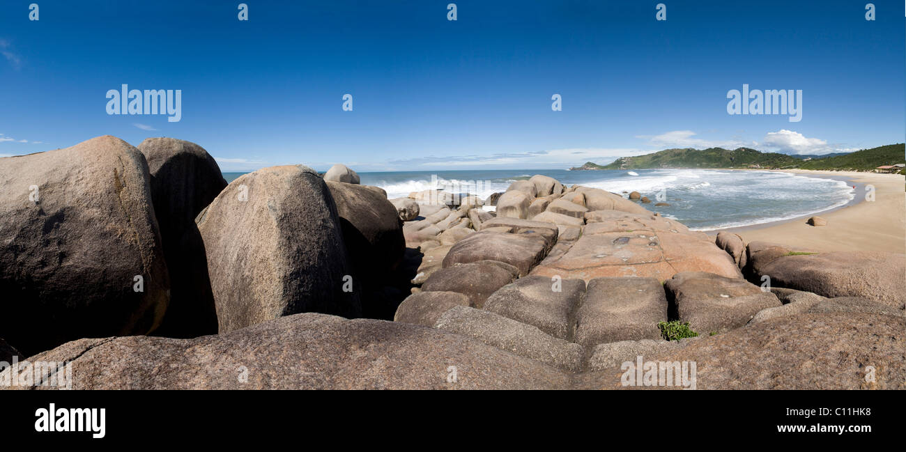 Rocks, beach, sea, Santa Catarina, Brazil, South America Stock Photo ...