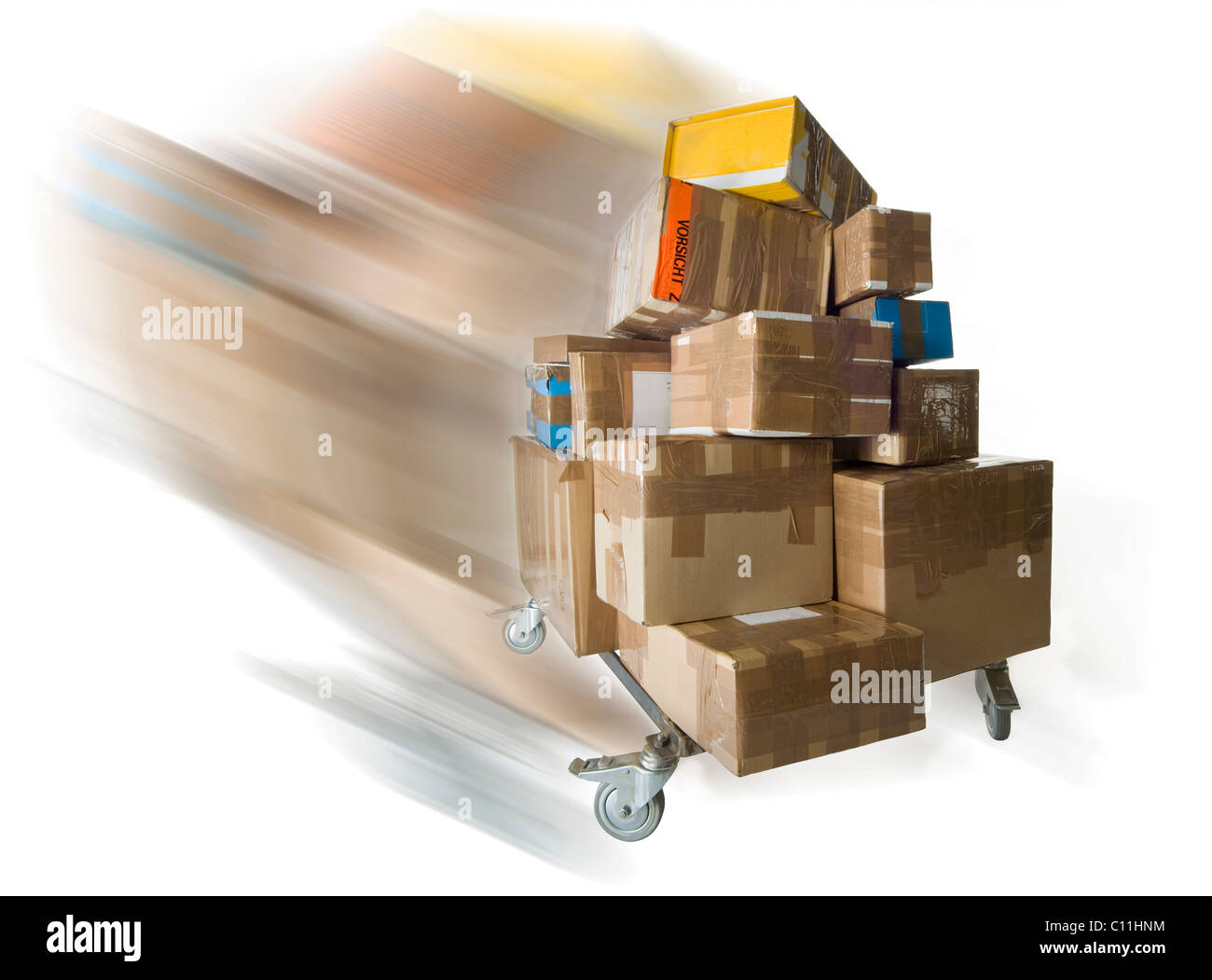 Packages on a push cart Stock Photo - Alamy