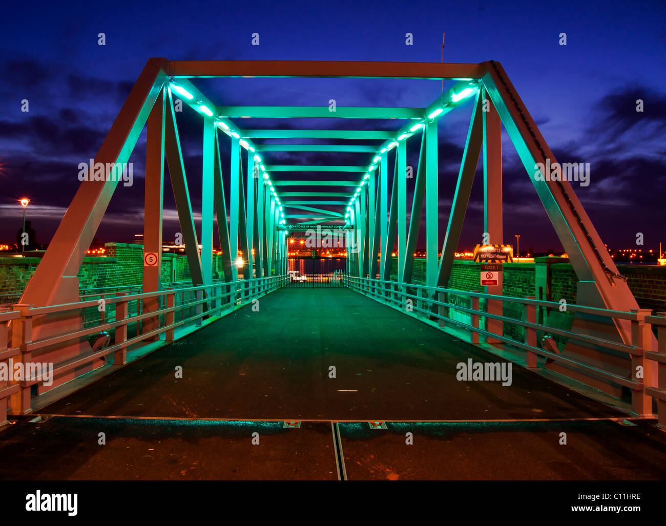 car ferry bridge at pier head Liverpool night Stock Photo - Alamy