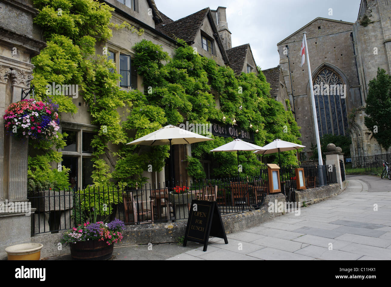 The Old Bell public house Abbey Row, Malmesbury, Wiltshire, England UK ...