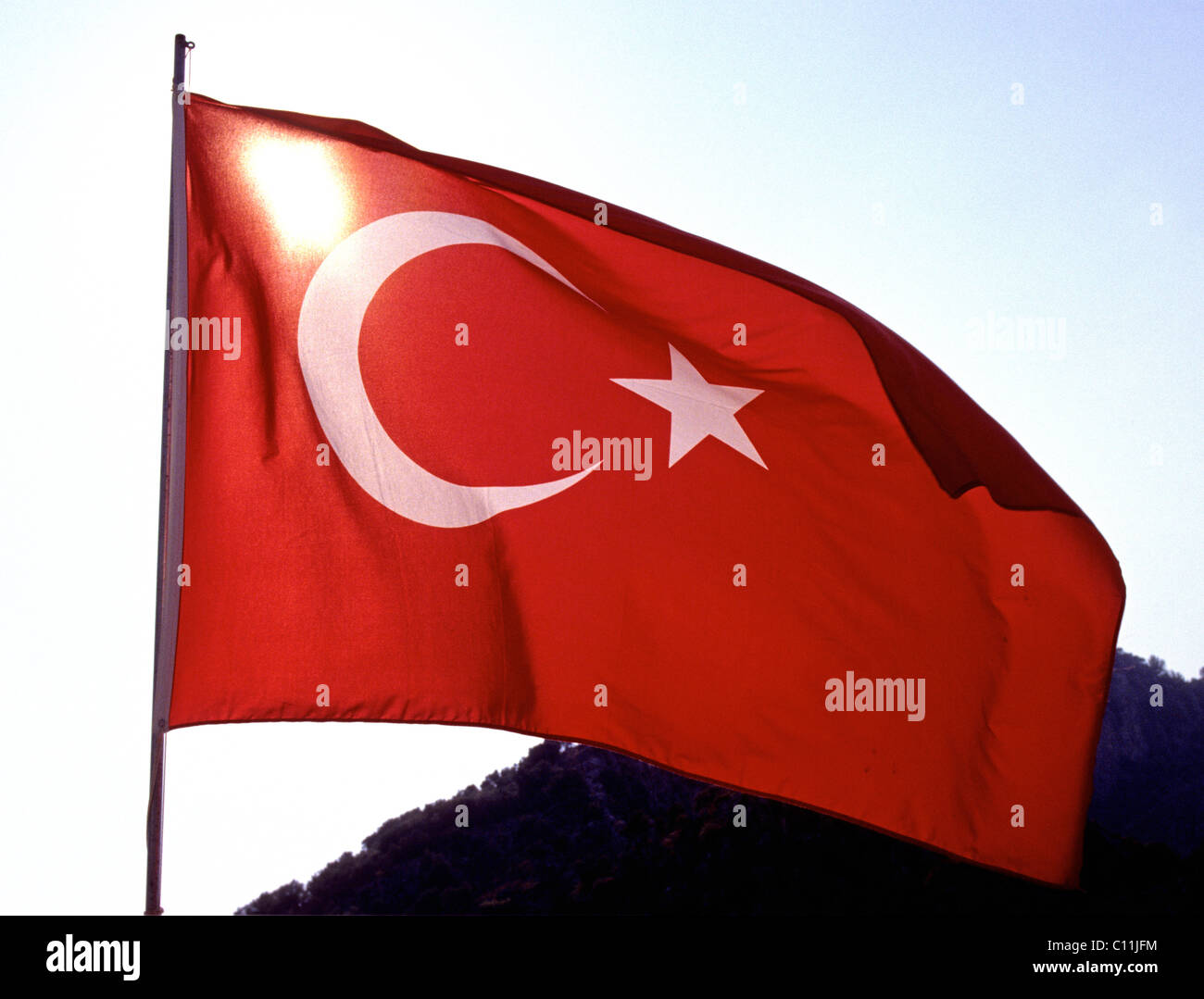 The Turkish flag - flag of Turkey Stock Photo - Alamy