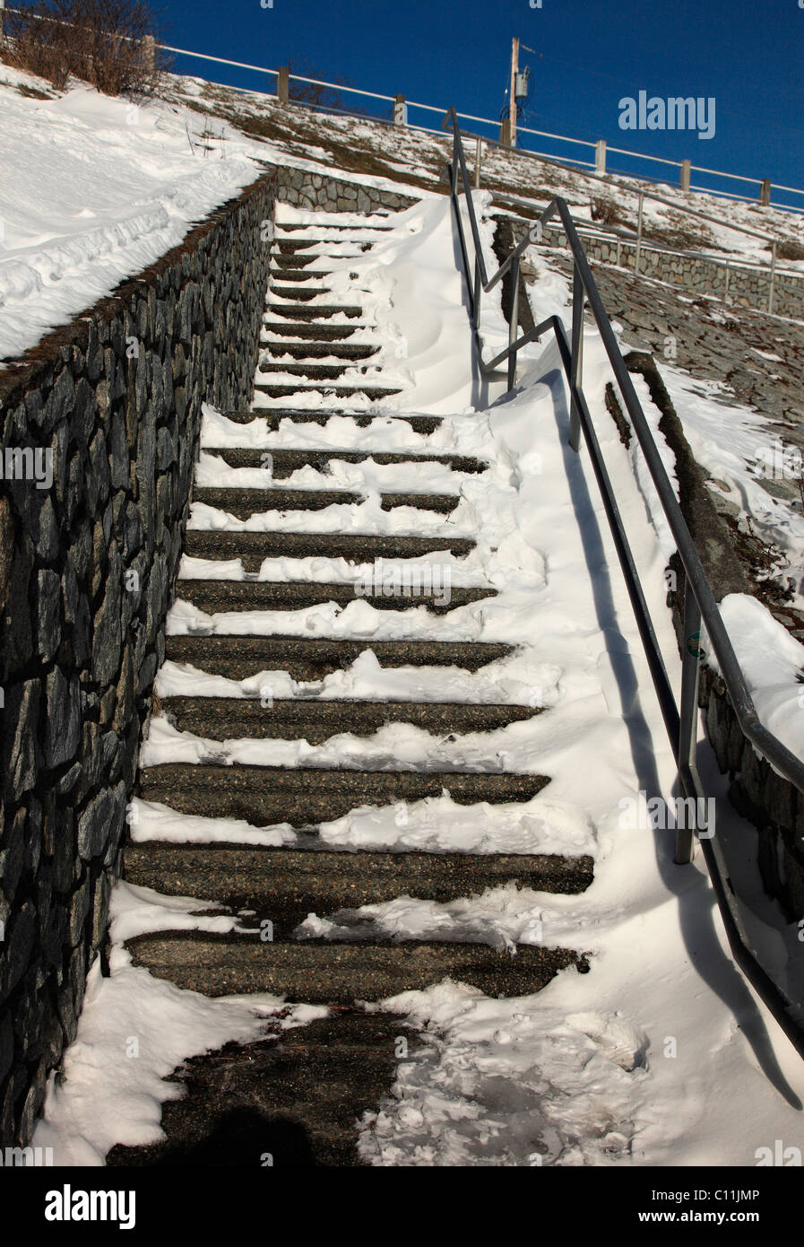 snow steps staircase sunny morning Stock Photo - Alamy
