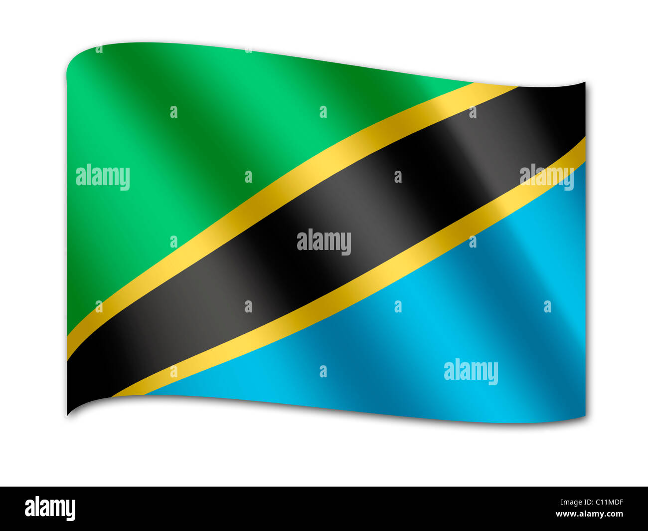 National Flag Of Tanzania: Diagonal Yellow Outlined Black Stripe ...