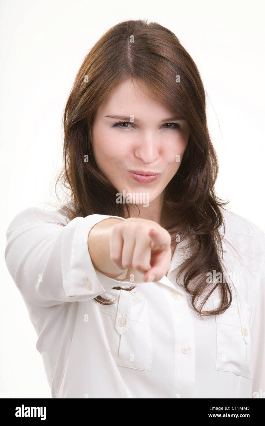 Points with the index finger photo hi-res stock photography and images ...