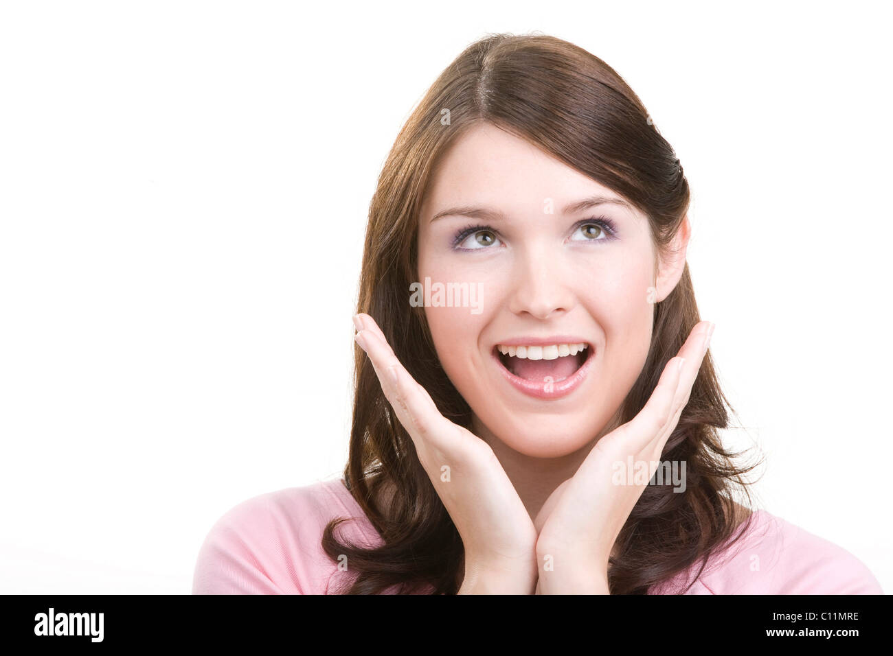 Young surprised woman having idea hi-res stock photography and images ...