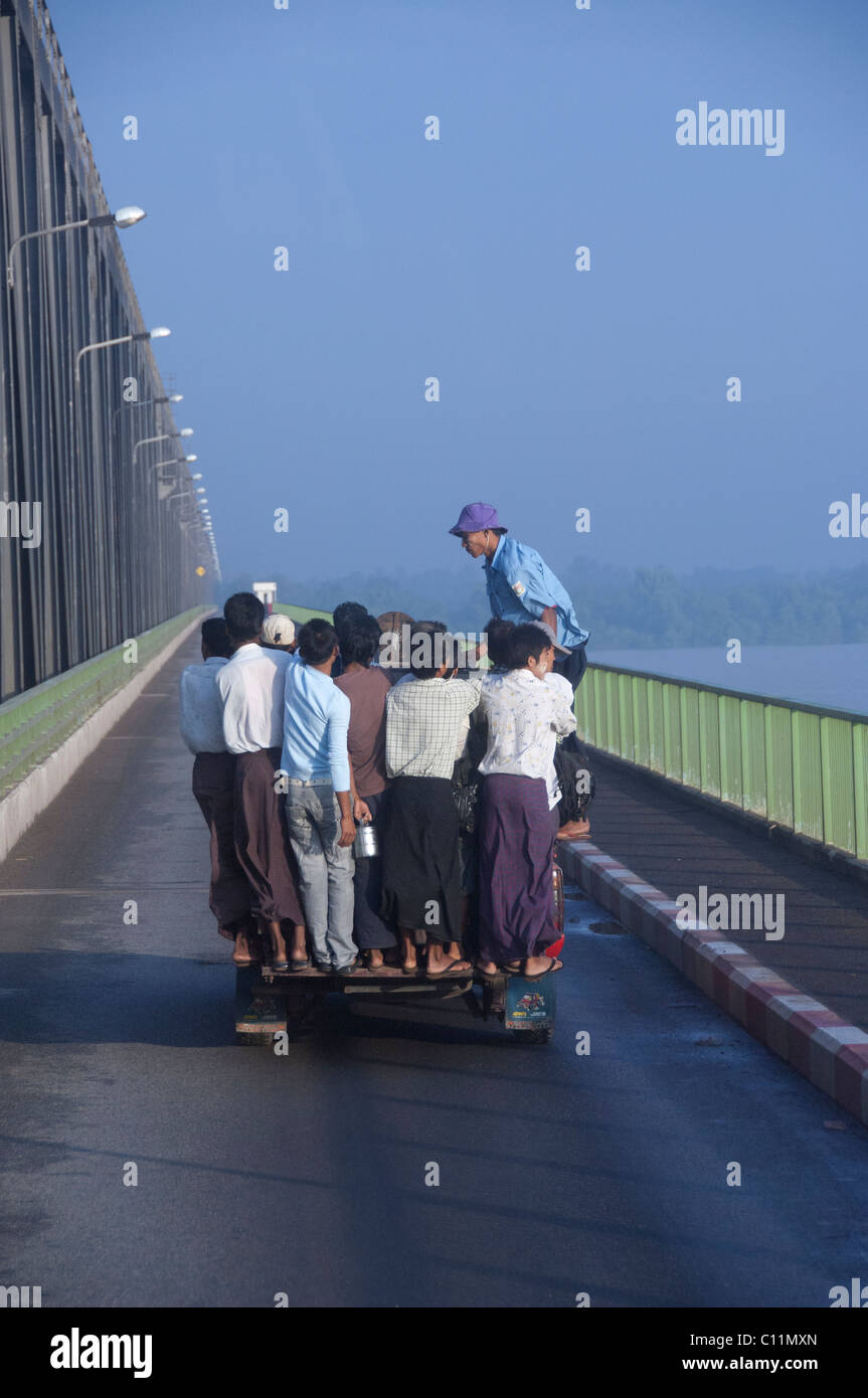 Myanmar (aka Burma), Mandalay. Typical overcrowded public ...