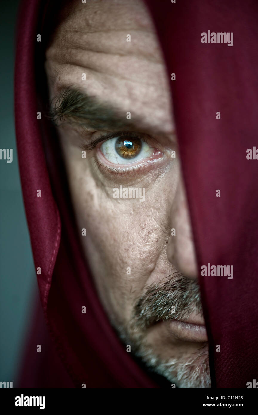 Man with hood, portrait Stock Photo - Alamy