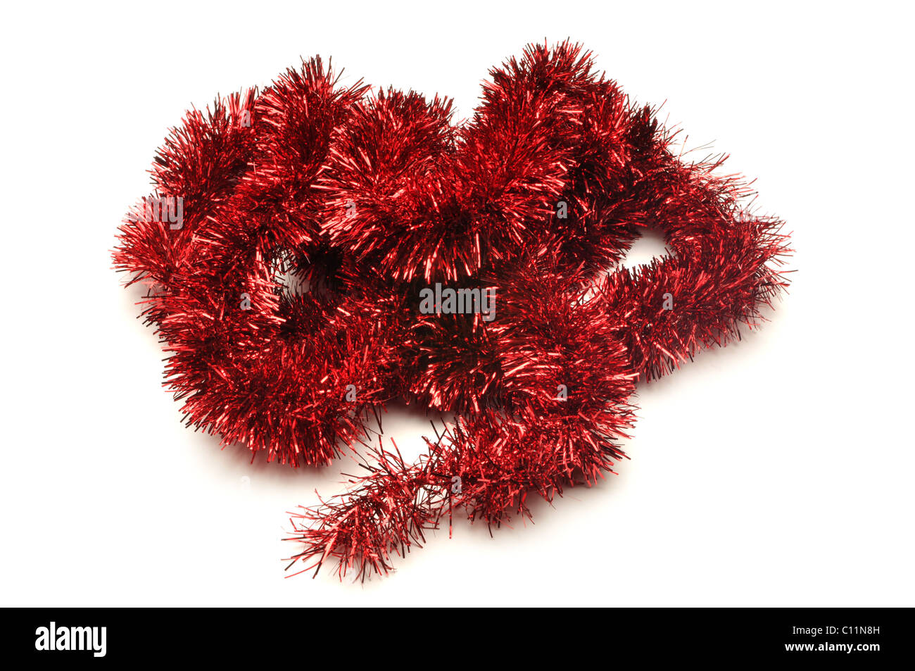 Christmas garland on white background tinsel Stock Photo - Alamy