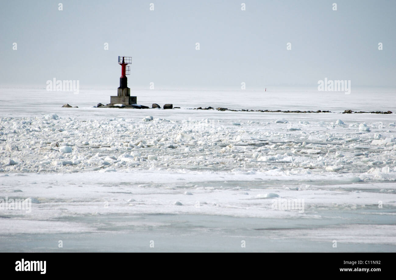 beacon at seaside middle of ice Stock Photo - Alamy