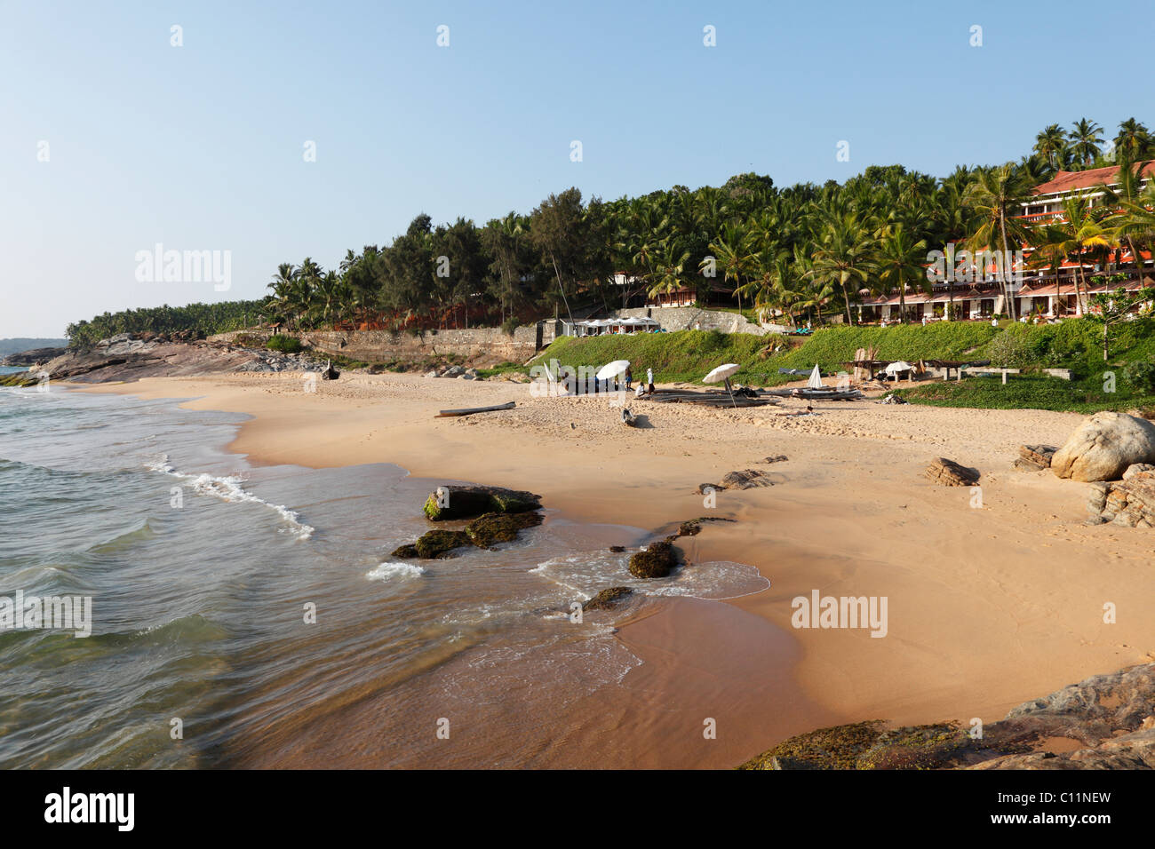 Beach south of Kovalam, Hotel Bethsaida Hermitage, Malabar Coast ...