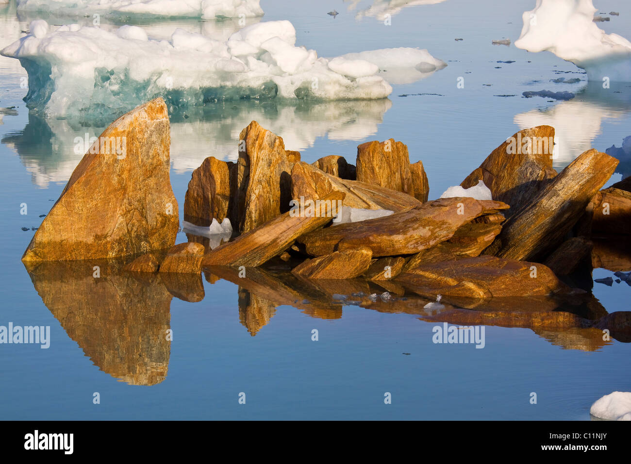 Rock formation in Sermilik Fjord, Ammassalik District, East Greenland ...