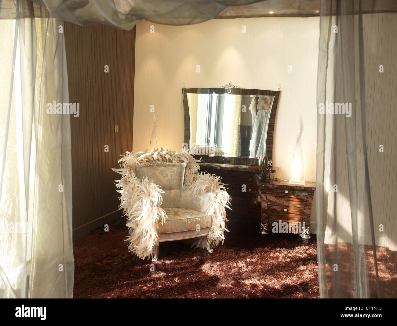 Luxurious chair and vanity in a Dubai-style bedroom Stock Photo - Alamy