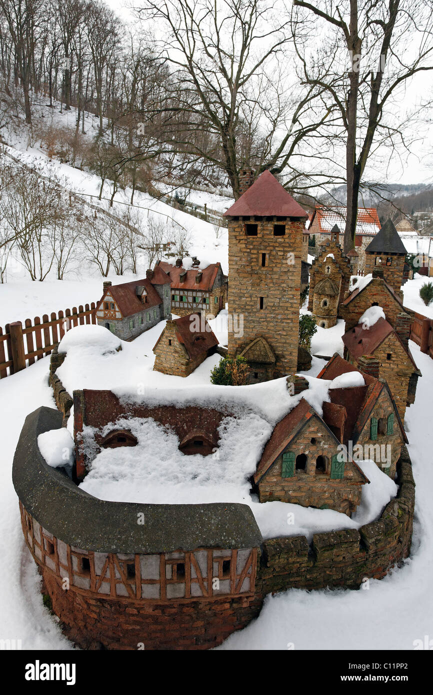Large outdoor model of Lauenburg castle in snow, scale 1:20 ...