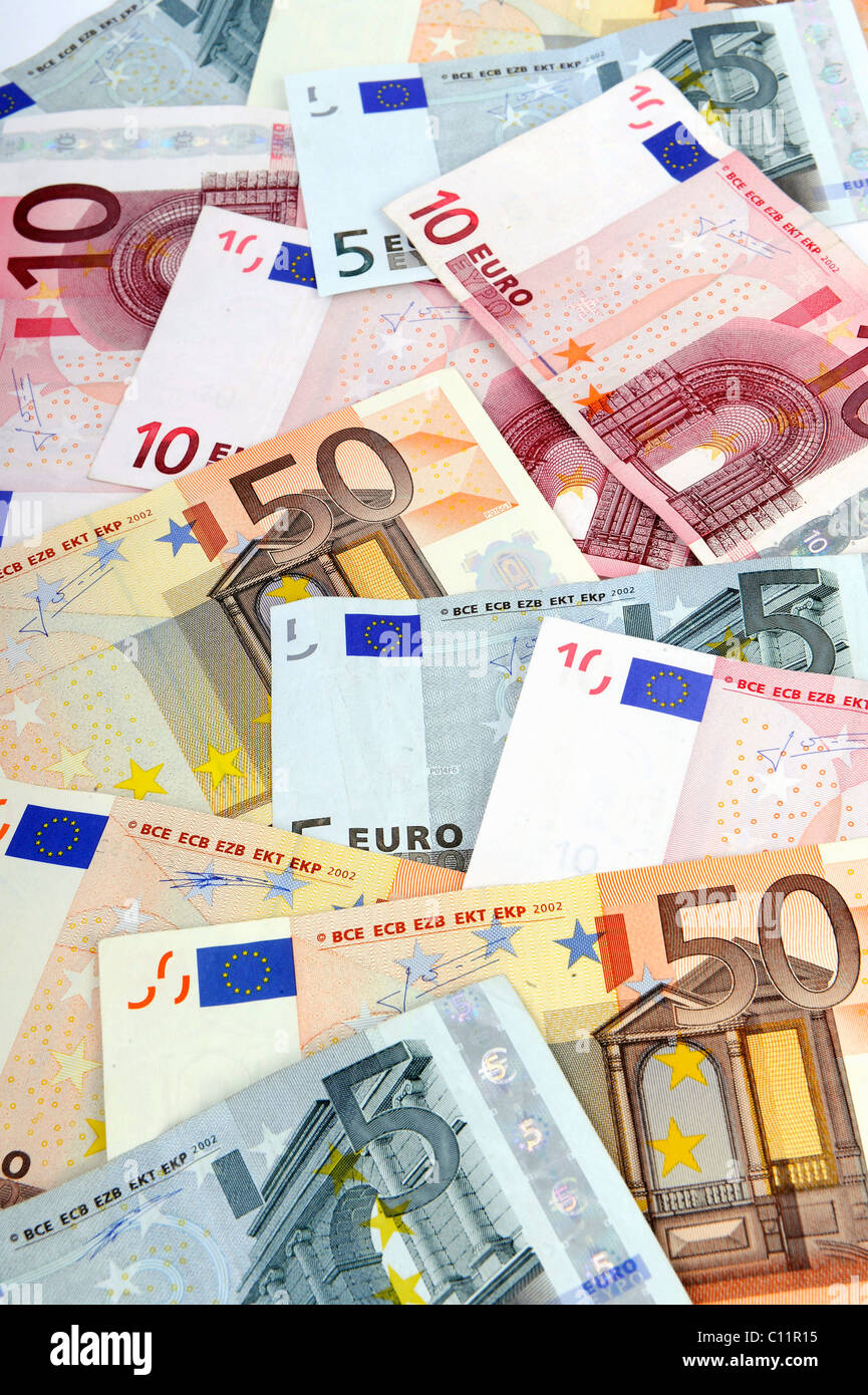 Various Euro bank notes, bills Stock Photo - Alamy