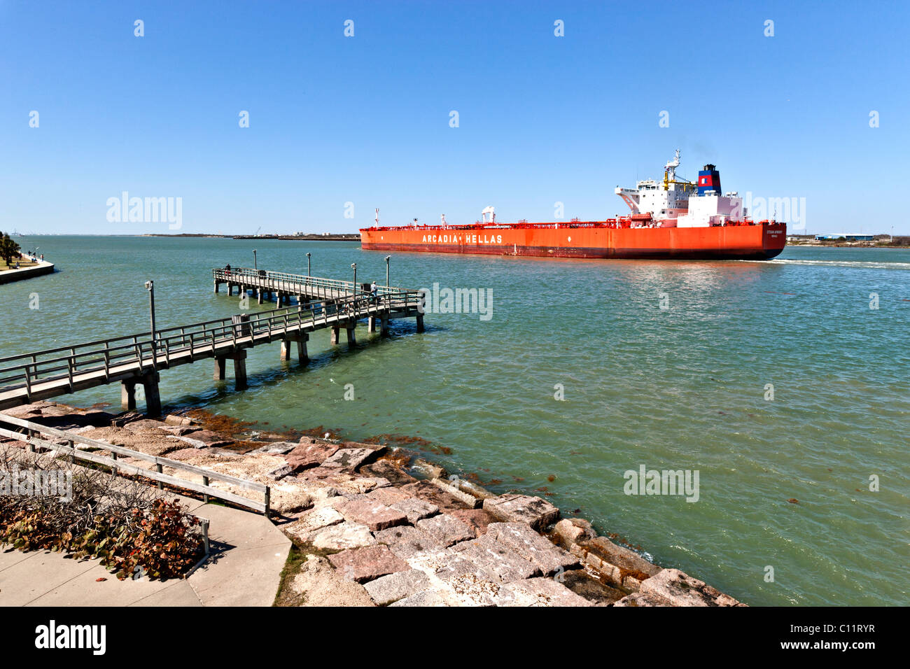 Tanker transporting crude oil, Corpus Christi channel Stock Photo - Alamy