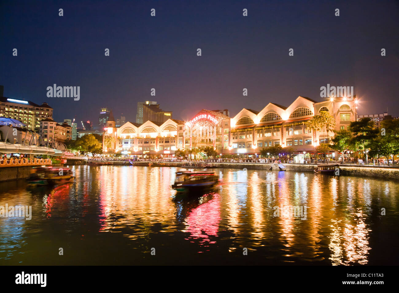 Riverside Point, Singapore, at night Stock Photo - Alamy