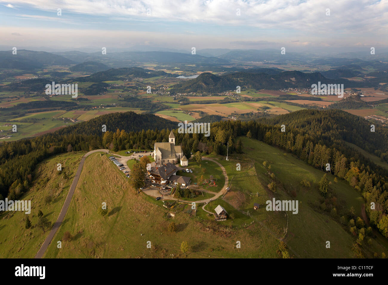 Aerial photo, Mt Magdalensberg, Carinthia, Austria, Europe Stock Photo ...