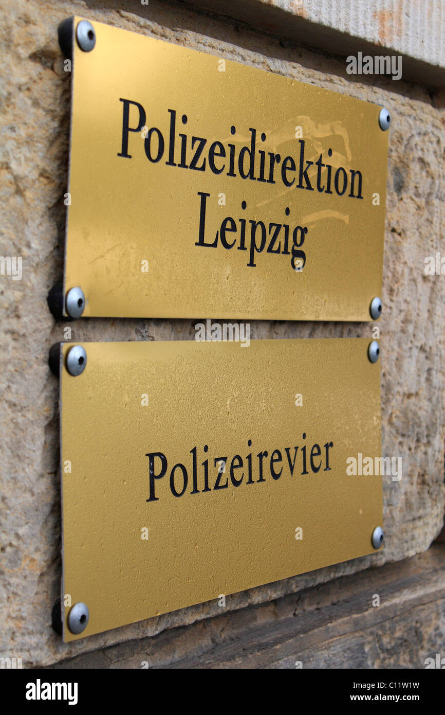 Sign of the Leipzig police authority, Saxony, Germany, Europe Stock ...