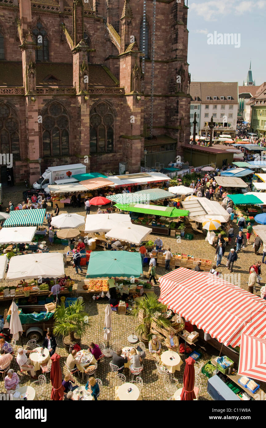 Muenstermarkt market, Freiburg, Baden-Wuerttemberg, Germany, Europe ...
