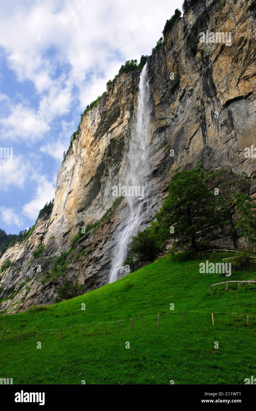 Staubach waterfall near Interlaken, canton of Bern, Switzerland, Europe ...
