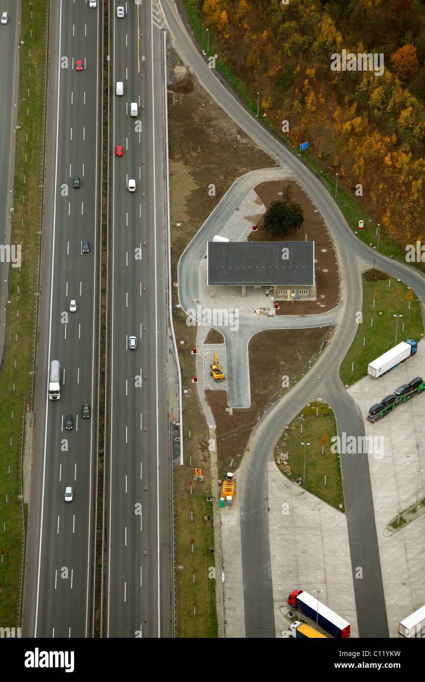 Aerial photo, Rhyner motorway restaurant, Hamm, Ruhr Area, North Rhine ...