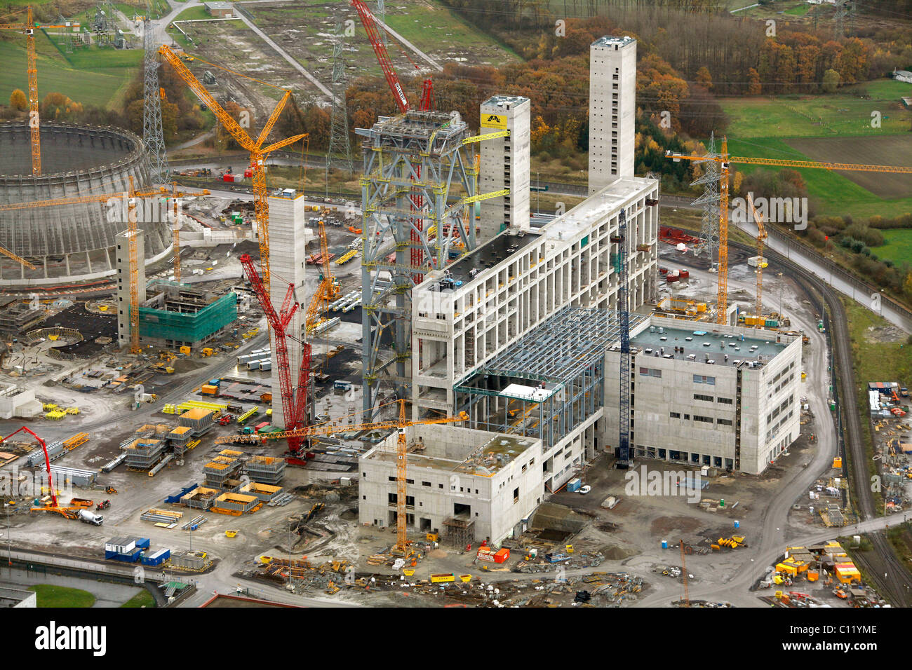 Aerial photo, THTR, former nuclear power plant, RWE Westfalen power ...