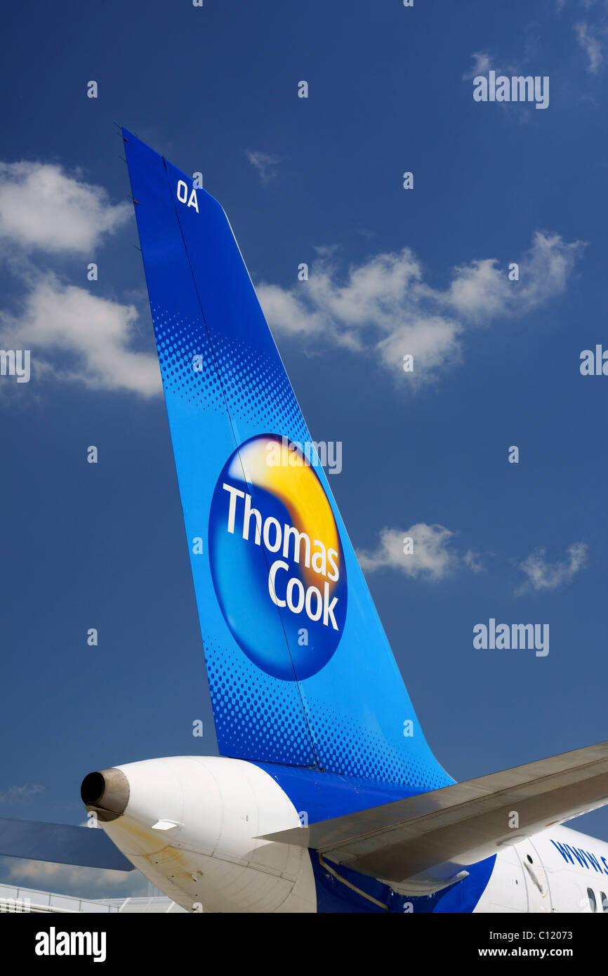 Aircraft, tail unit, Thomas Cook, Airbus Stock Photo - Alamy