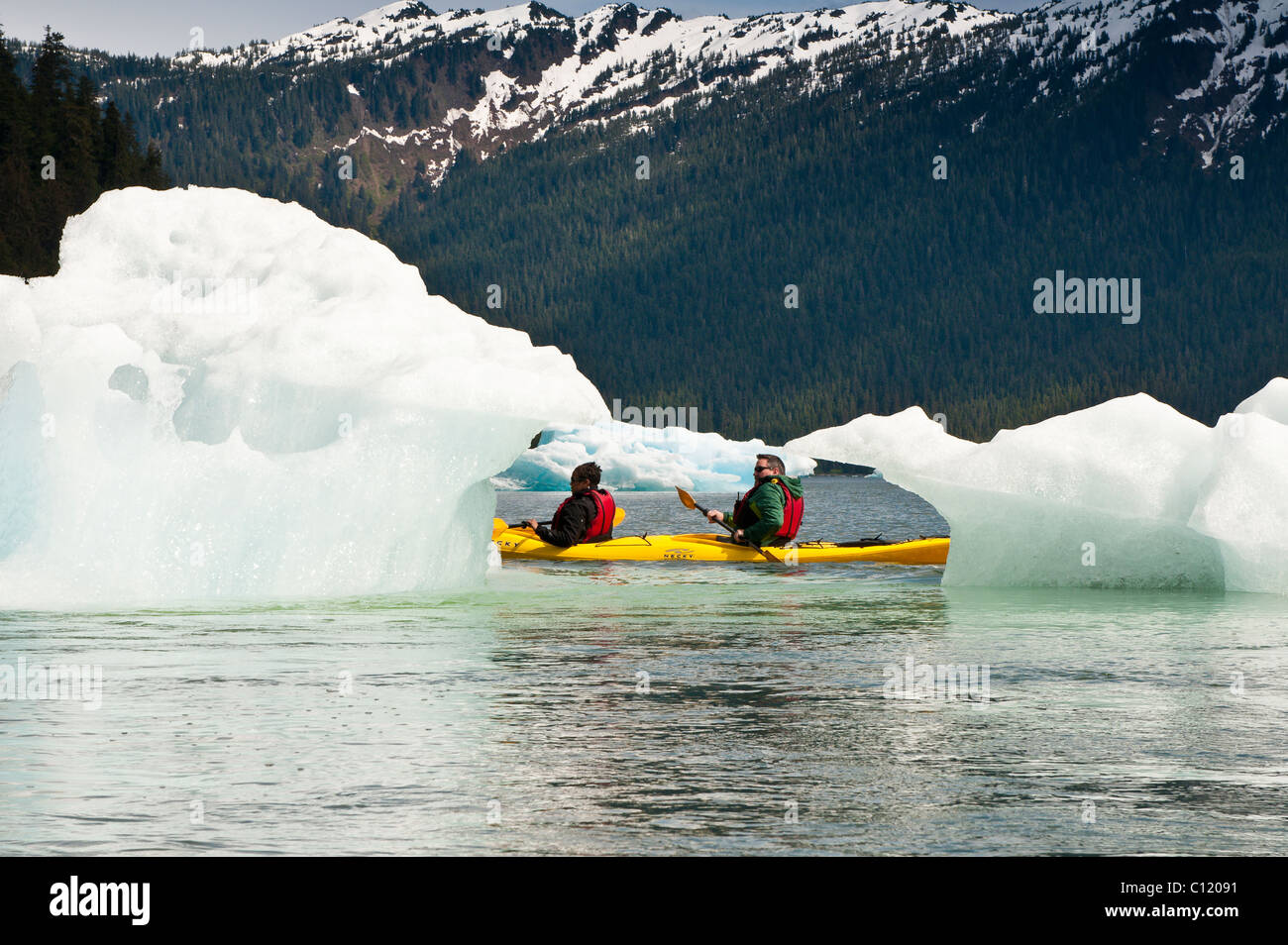 Alaska. Kayaking around icebergs in LeConte Bay, Southeast Alaska. (MRs ...