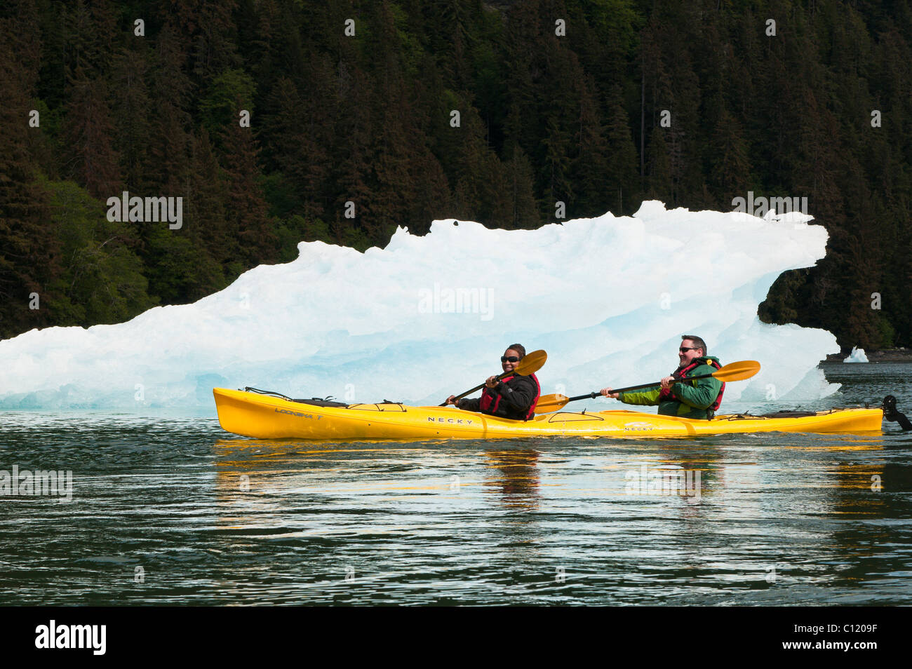 Alaska. Kayaking around icebergs in LeConte Bay, Southeast Alaska. (MRs ...