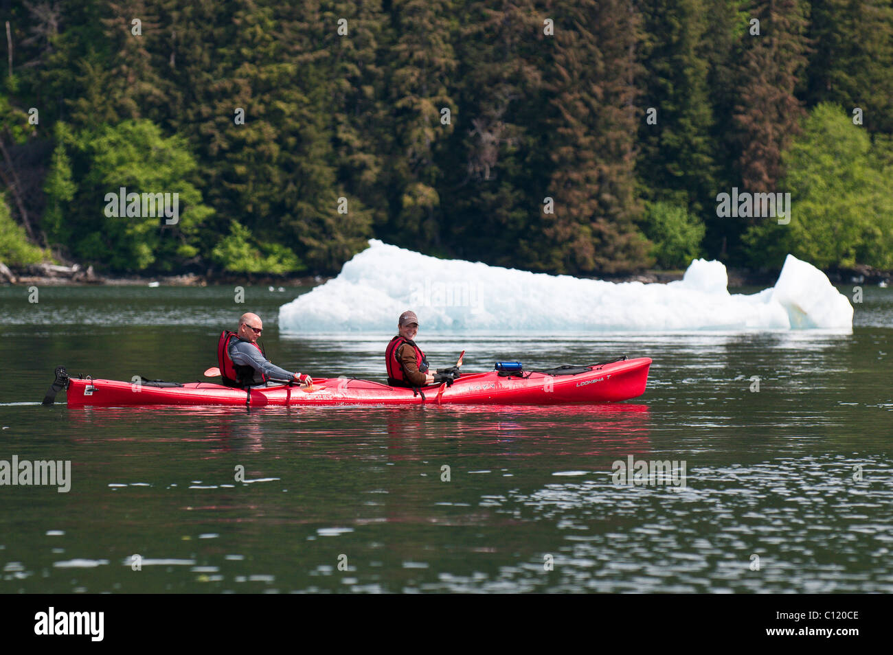 Alaska. Kayaking around icebergs in LeConte Bay, Southeast Alaska. (MRs ...