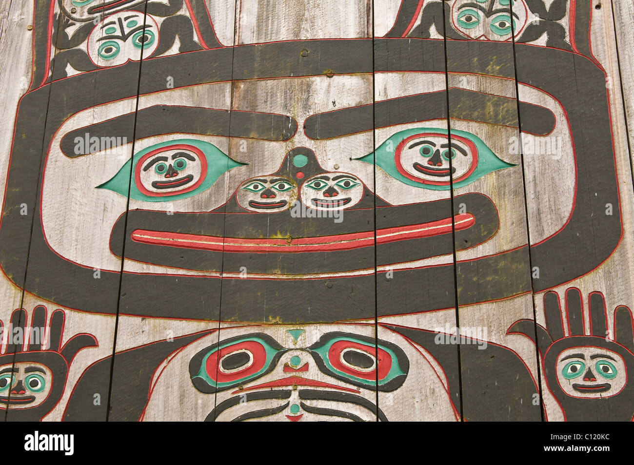 Alaska. Totem at Chief Shakes Tribal House, Tlingit historic monument ...
