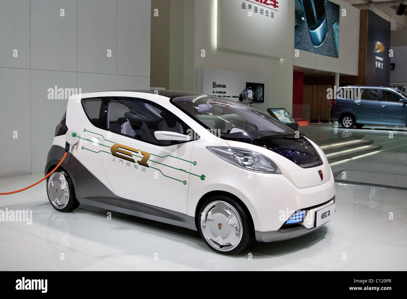 Presentation of a Chinese electric concept car, the SAIC Roewe E1, at ...