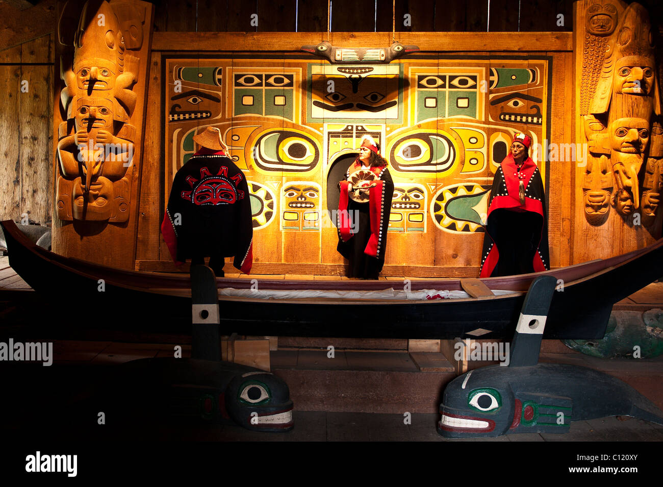 Alaska. Tlingit native performers at Chief Shakes Tribal House, Tlingit ...