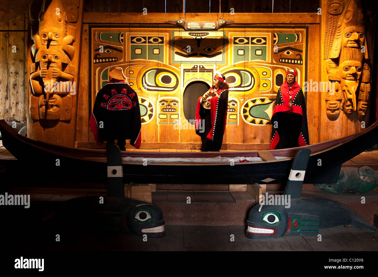 Alaska. Tlingit native performers at Chief Shakes Tribal House, Tlingit ...