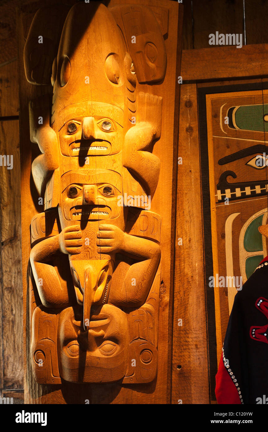Alaska. Interior of Chief Shakes Tribal House, Tlingit historic site ...