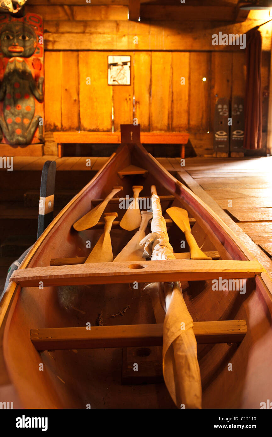 Alaska. Interior of Chief Shakes Tribal House, Tlingit historic site ...