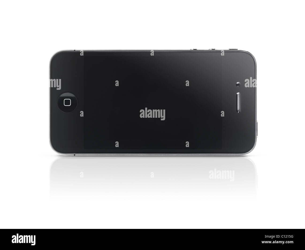 Apple iPhone 4 smartphone with clear screen isolated with clipping path ...