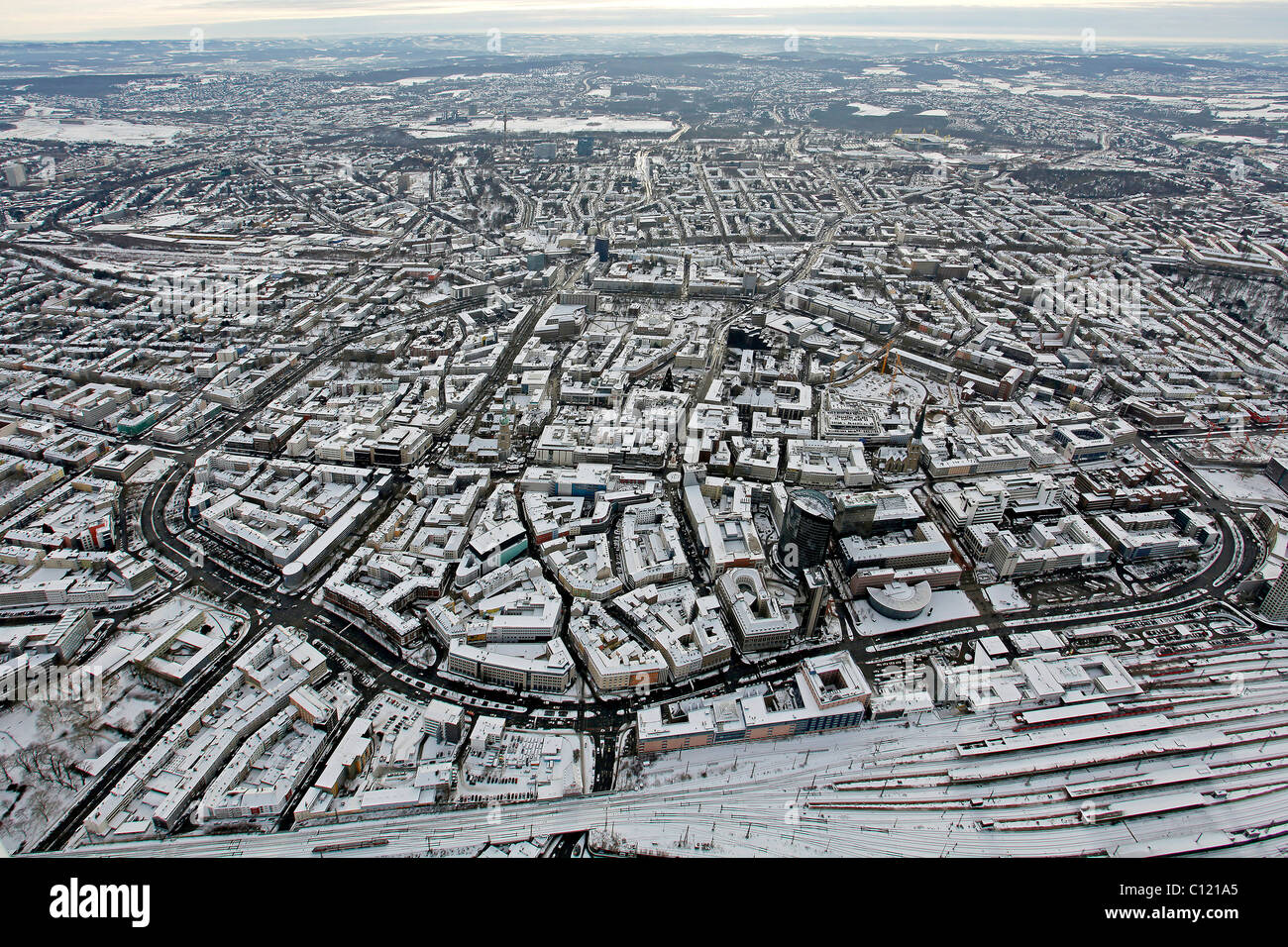 Aerial view, city center ring road, Dortmund, Ruhrgebiet region, North ...