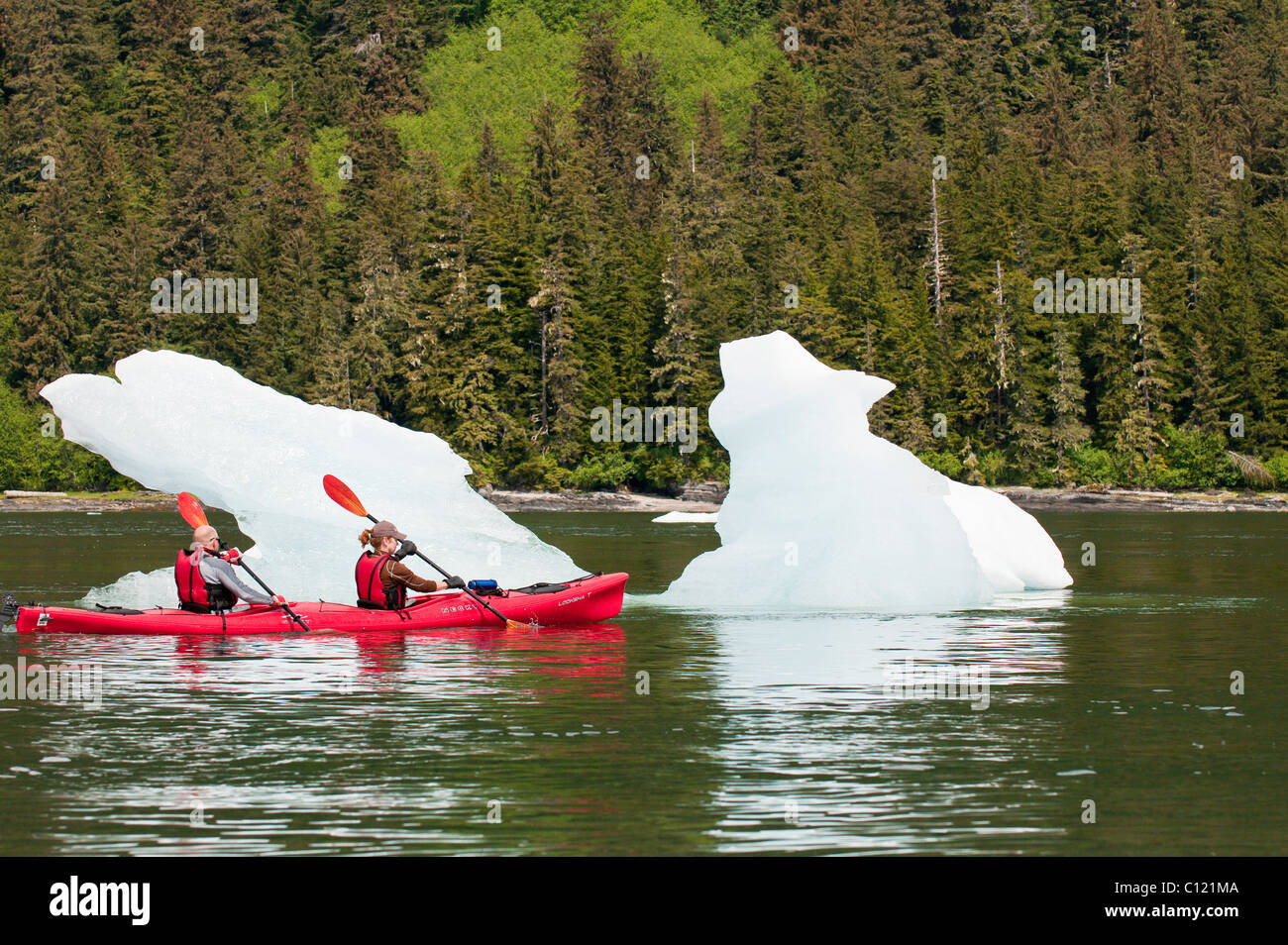 Alaska. Kayaking around icebergs in LeConte Bay, Southeast Alaska. (MRs ...