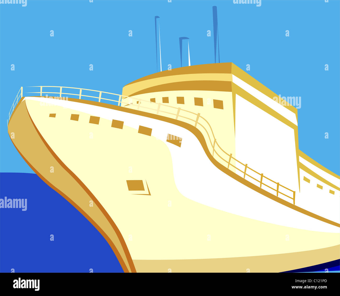 Illustration of a ship with brown hull at sea Stock Photo - Alamy
