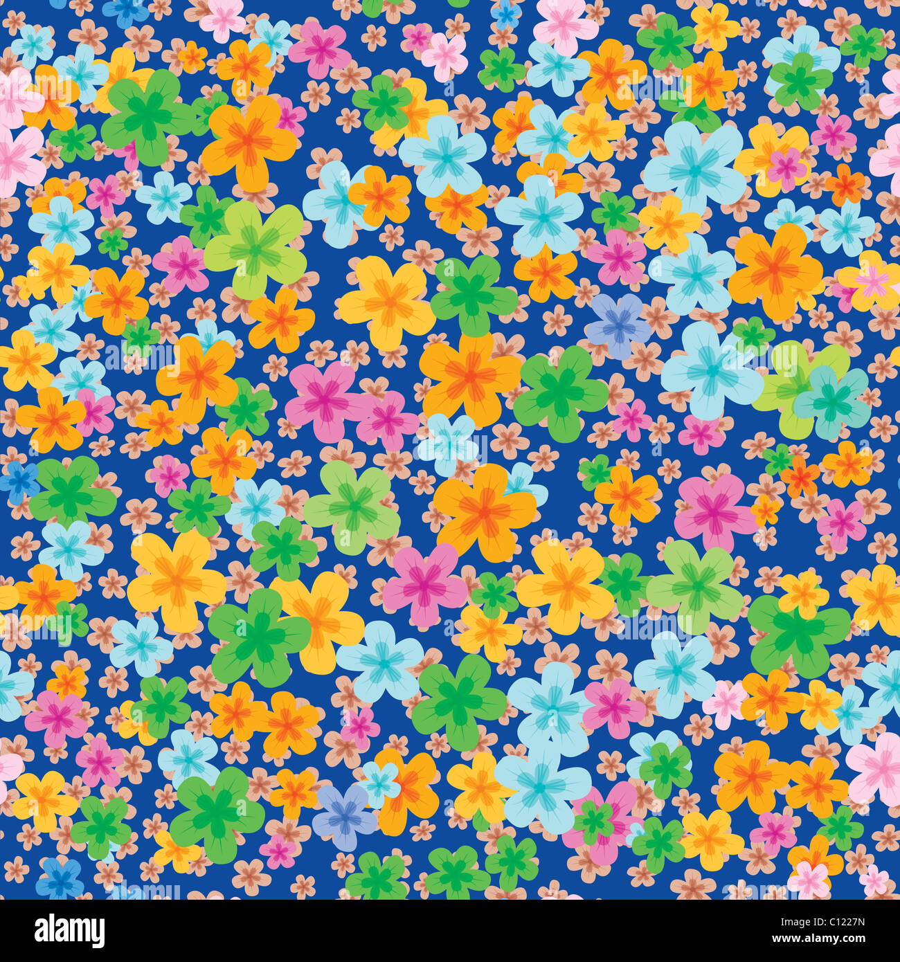 floral wallpaper with color flowers on blue background Stock Photo - Alamy