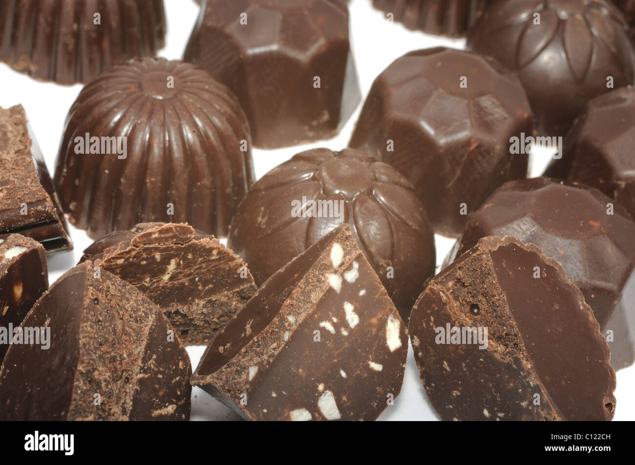 chocolat, micro shot on a white background Stock Photo - Alamy