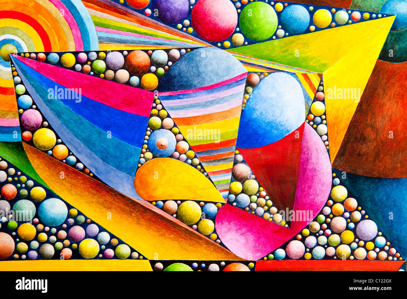 Acrylic painting on explosions in space, artist Gerhard Kraus, Kriftel ...