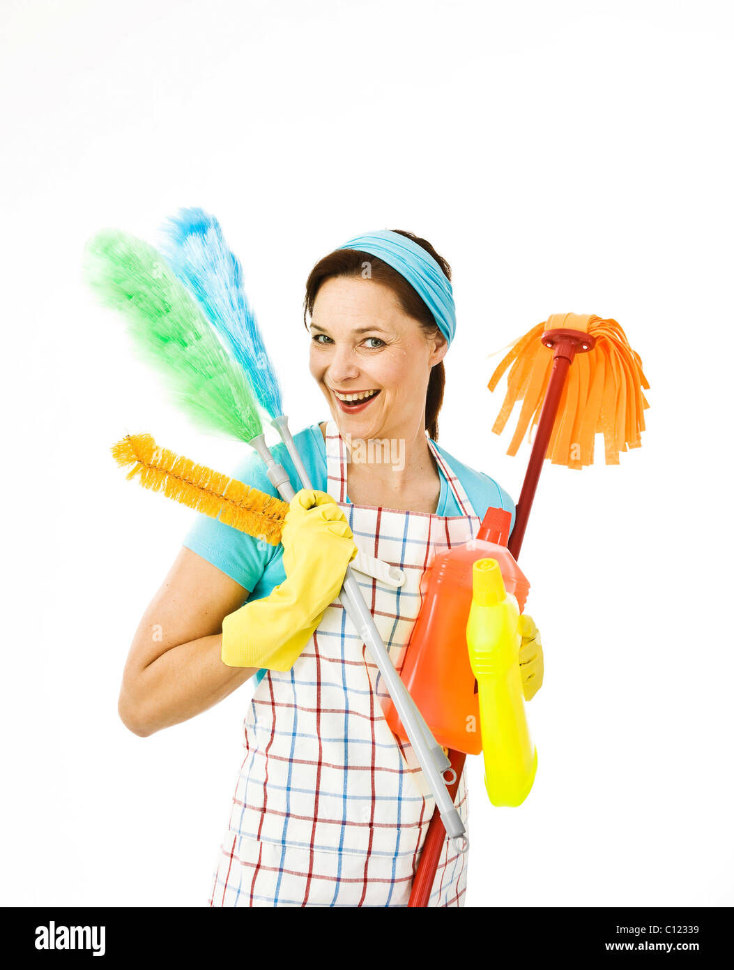 Cleaning lady at work Stock Photo - Alamy